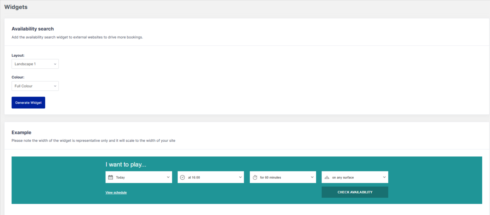 Create a Booking Widget for Independent/External Website – ClubSpark