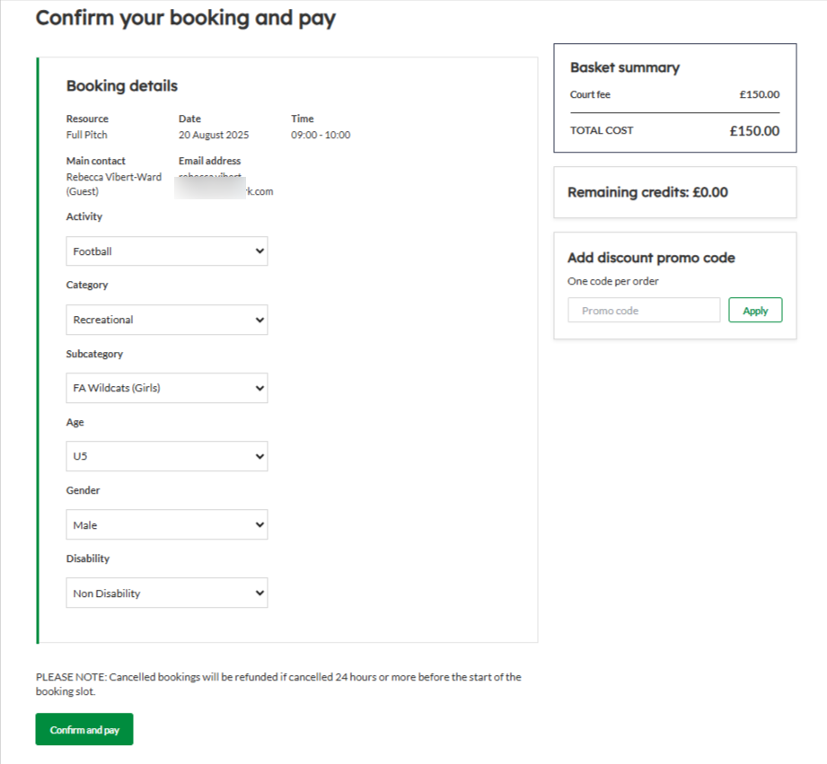 Booking Reporting for Football Foundation – ClubSpark